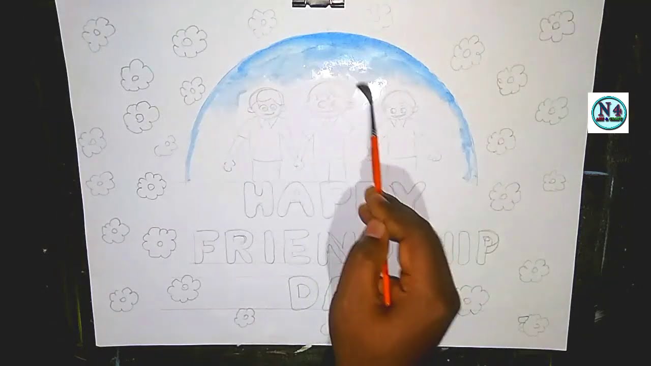 Friendship Day Poster Drawing | step by step drawing | N 4 ART and ...