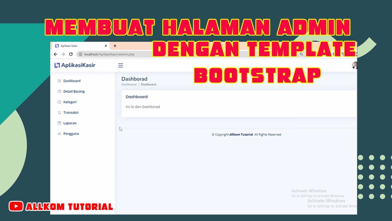 Membuat Halaman Admin dengan Template Bootstrap - YouTube