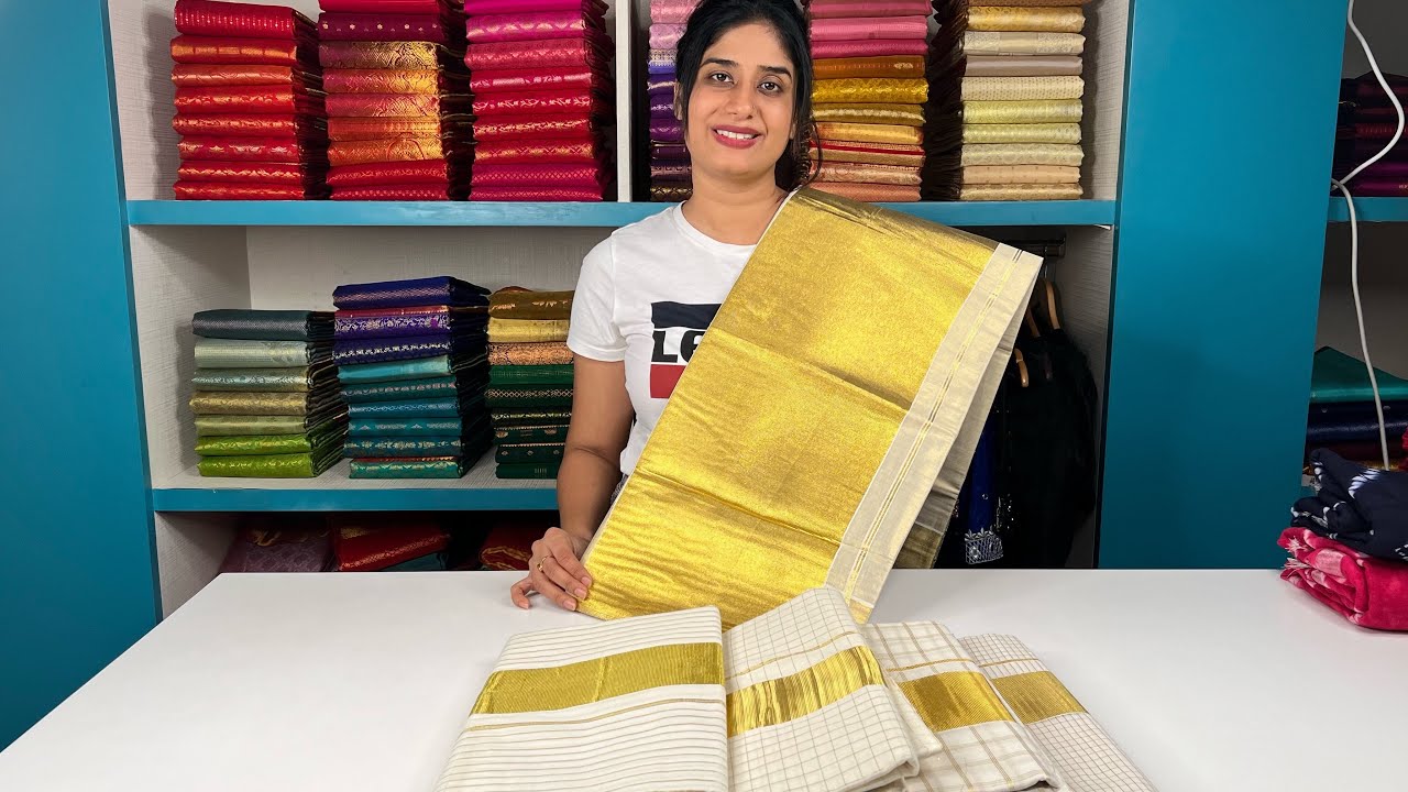Kerala Saree Collection (Powerloom) - YouTube