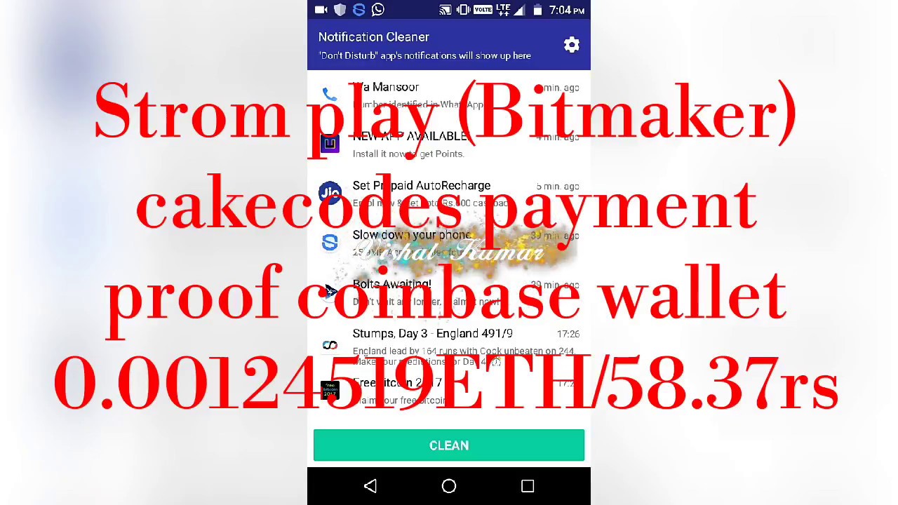 Strom play (Bitmaker) cakecodes payment proof coinbase wallet 0.00124519ETH/58.37rs. - YouTube