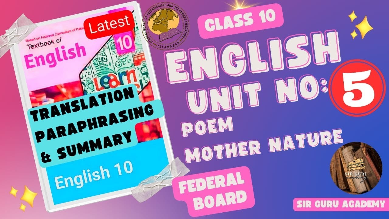 CLASS 10 ENGLISH New Book 2025 unit 5 POEM MOTHER NATURE TRANSLATION, PARAPHRASING & SUMMARY ...