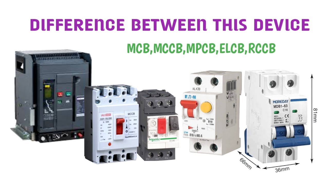 Difference between this divice MCB,MCCB,MPCB,ACB, RCCB,ELCB ...