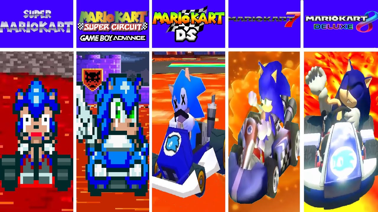 Evolution of Sonic, Falling in Lava in Mario Kart Games (1992-2024) - YouTube