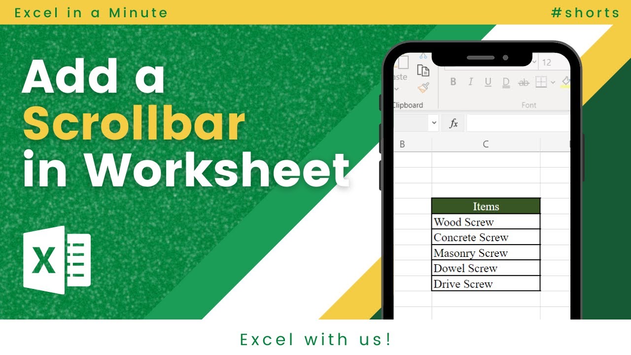 HOW TO ADD A SCROLLBAR IN EXCEL shorts YouTube HOW TO ADD A SCROLLBAR IN EXCEL shorts YouTube