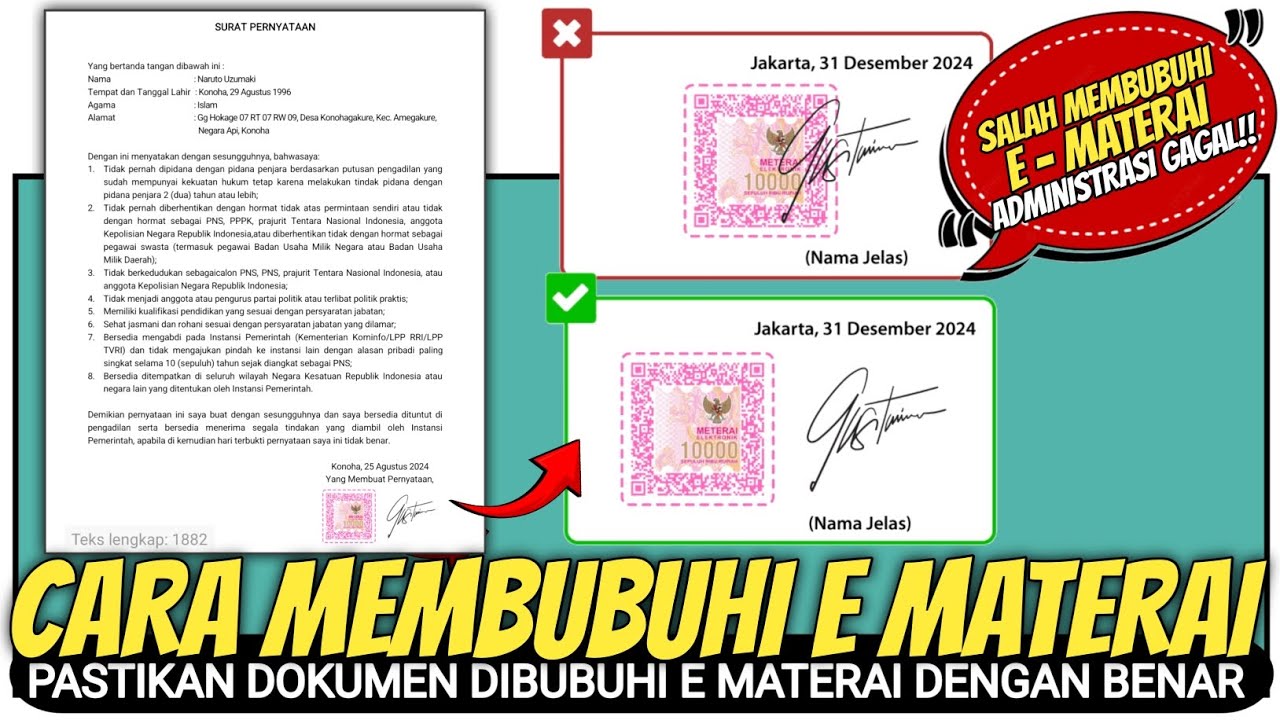 cara membubuhi e materai untuk cpns 2024 - YouTube