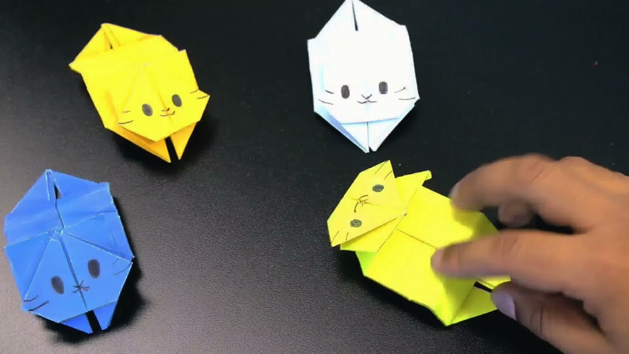 Cómo hacer gatitos saltarines de papel 🐱 ️ ️ 🐱 - YouTube
