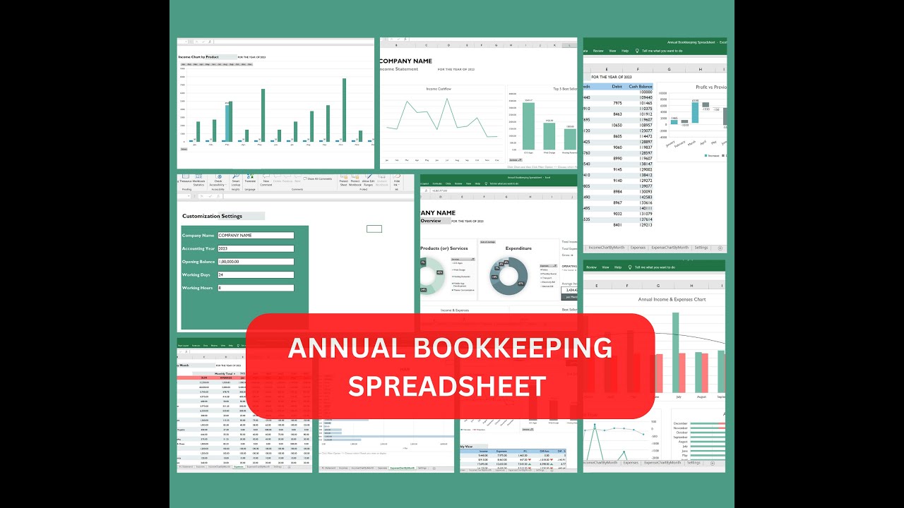 Annual Book Keeping Spreadsheet Demo | Business Account in Excel | Business Accounting Google ...