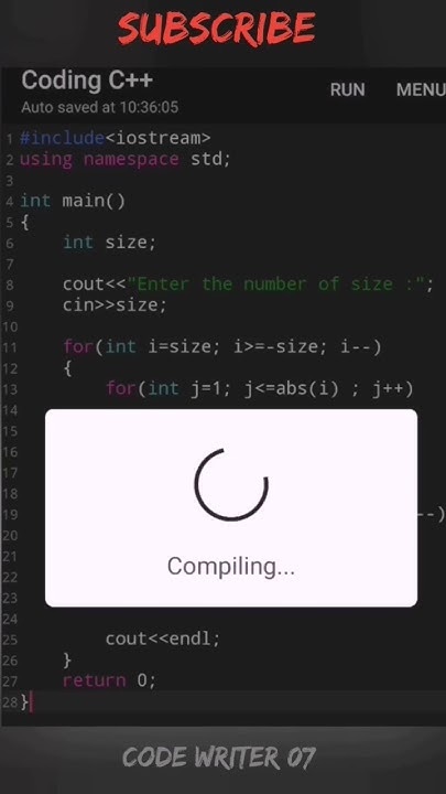 c++pattern program tutorial video |#shorts #coding #programming #codewriter07 - YouTube