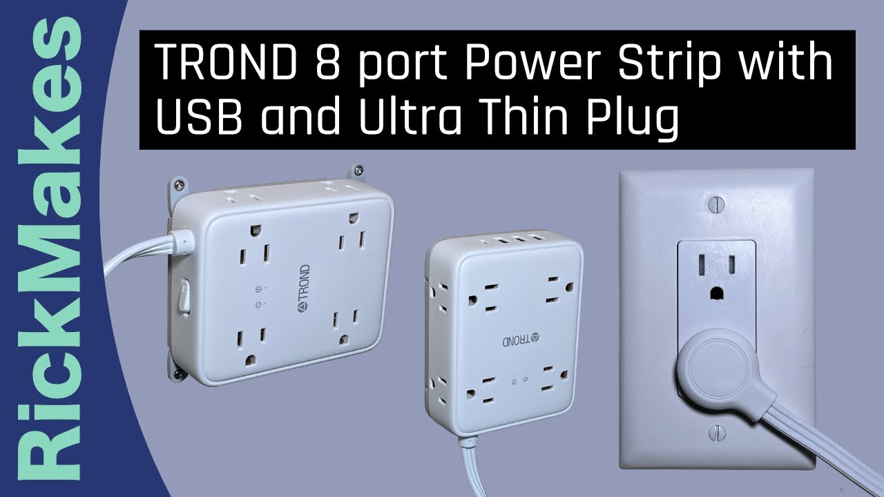 TROND 8 port Power Strip with USB and Ultra Thin Plug - YouTube