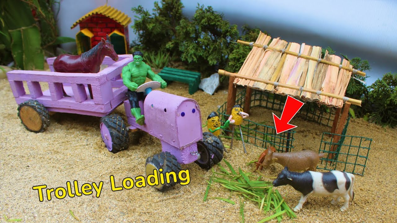 Diy Mini Tractor Radha Krishna Trolley Pickup Cow, Sheep Farm Animals ...