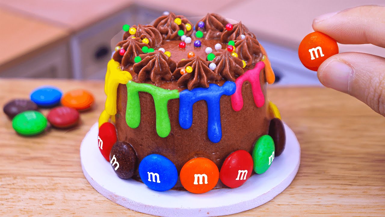 Perfect Miniature M&M Candy Chocolate Cake Decorating 🌈 Amazing Rainbow ...