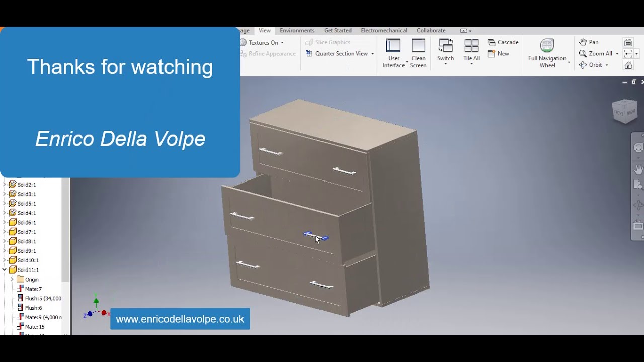 Autodesk Inventor chest of drawer - YouTube