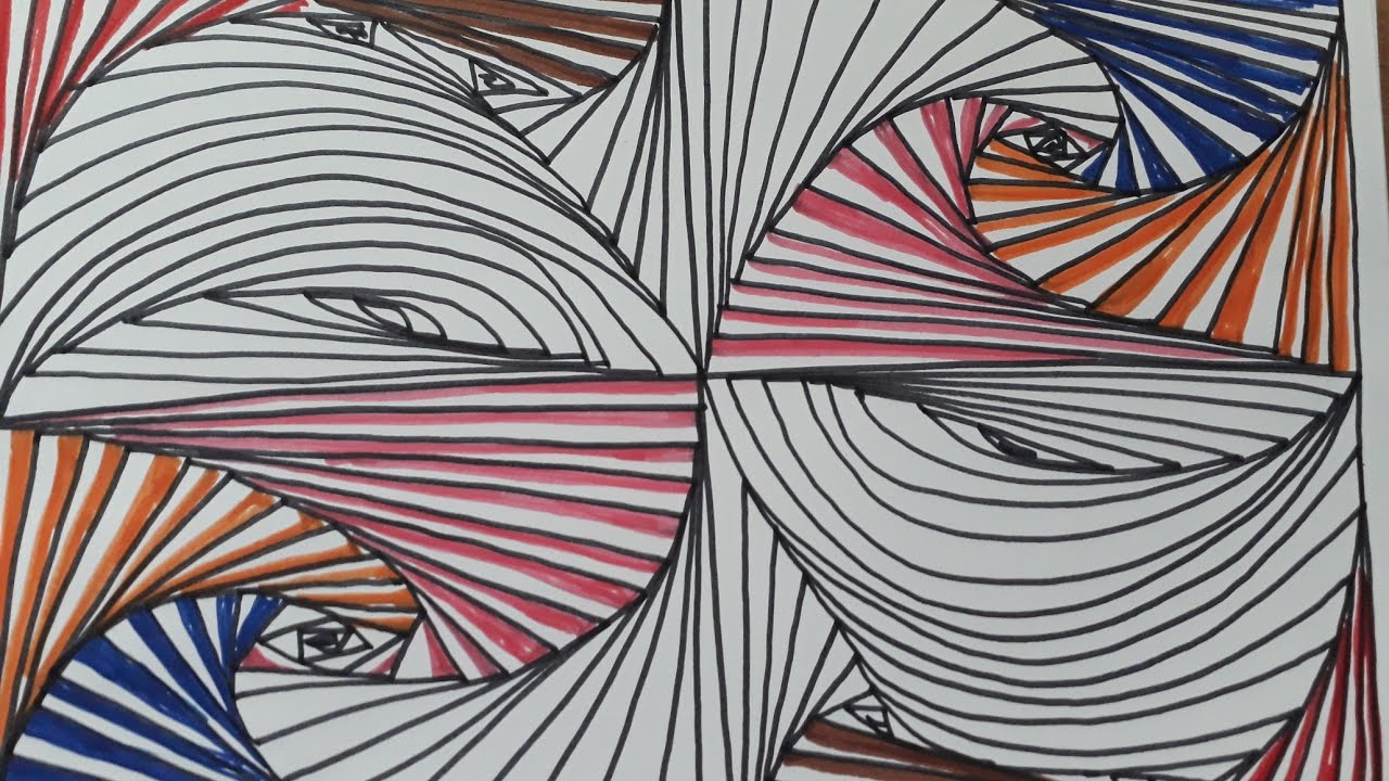 How to draw 3D Paradox Pattern/ Spiral line illusion sketching/ Daily ...