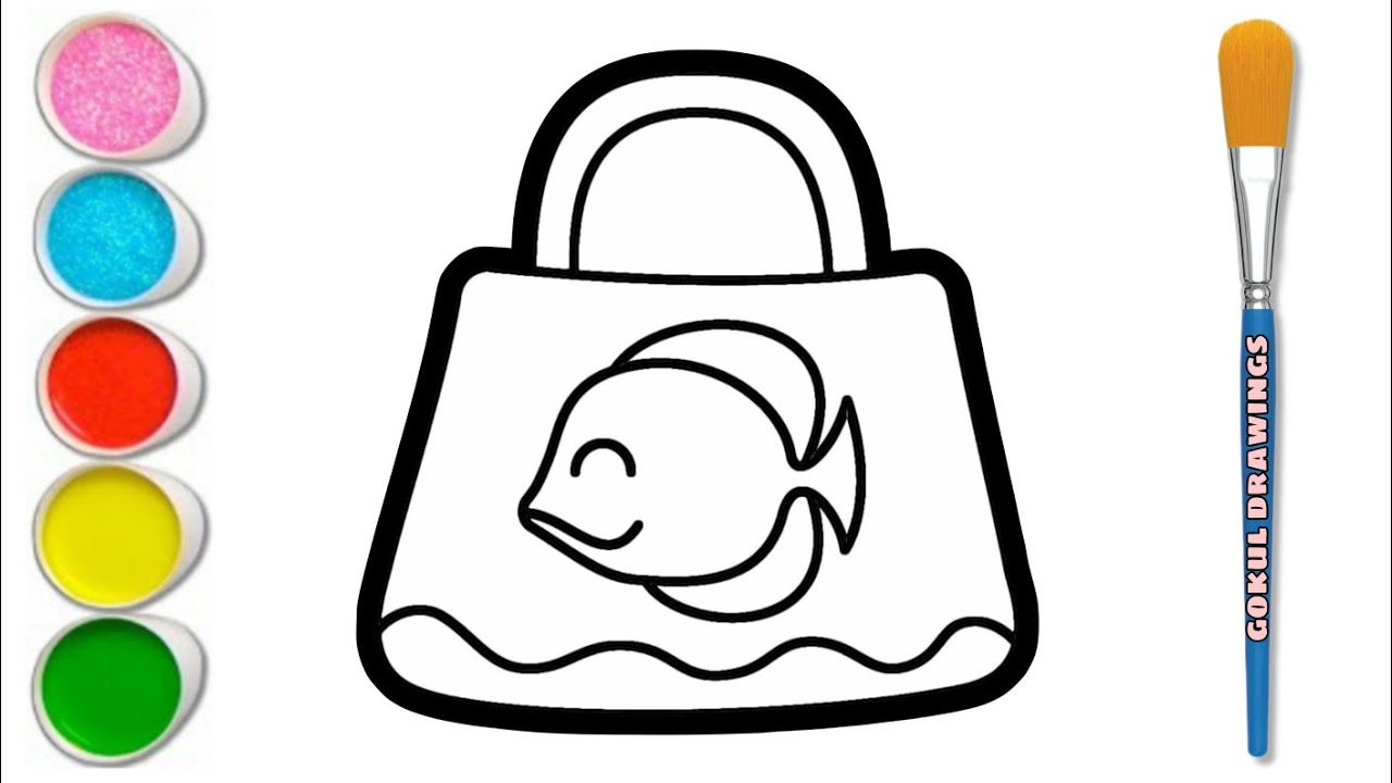 Hand Bag Colouring For Kids | How To Draw HandBag , Colouring, Painting ...