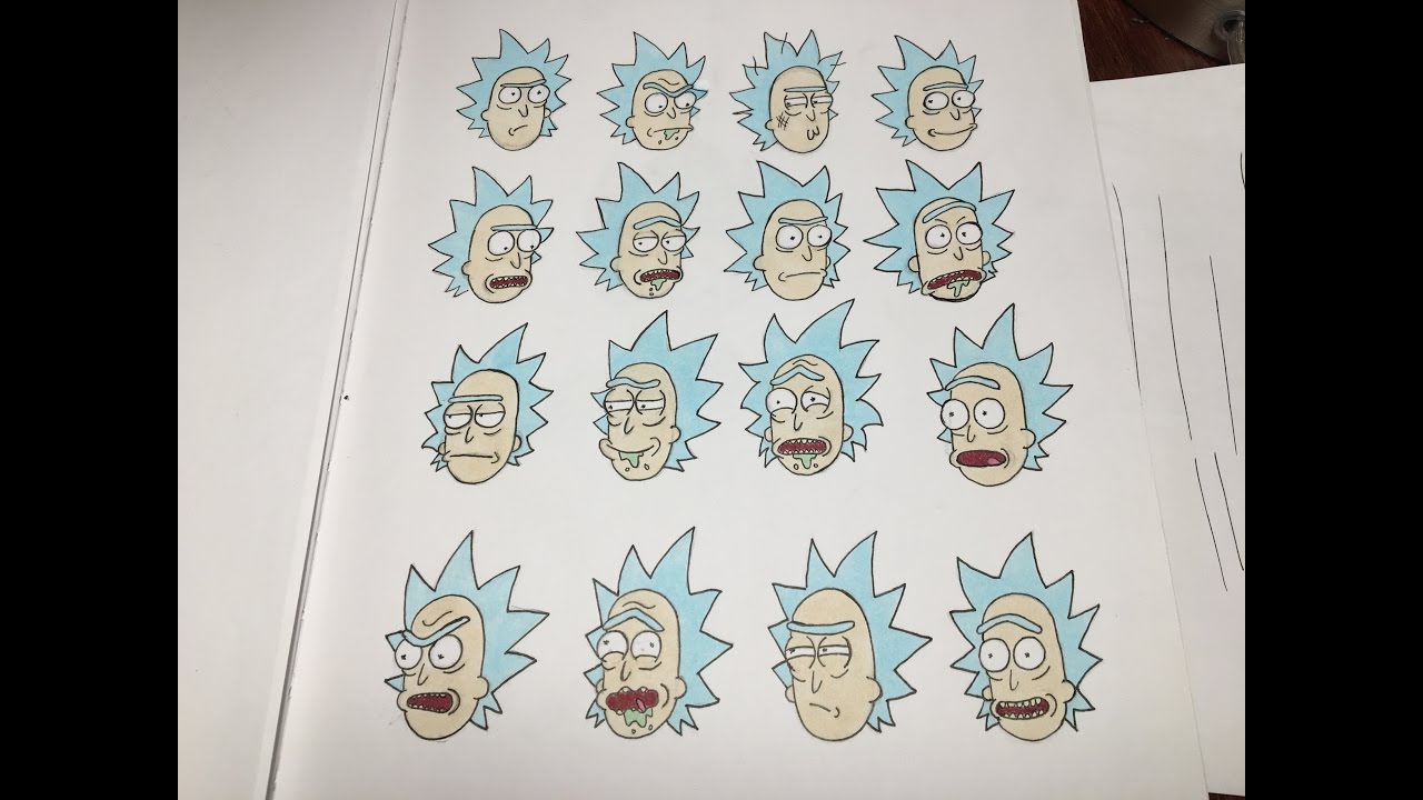 Rick and Morty - Drawing Rick Sanchez Facial Expressions / Emotions ...