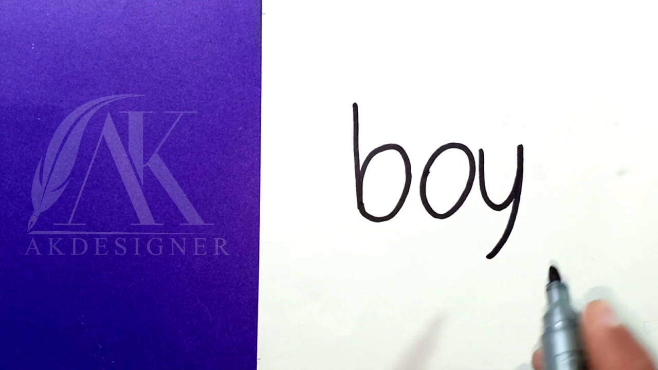 Very Easy Drawing | How to turn BOY Letter into a CARTOON | Letter ...