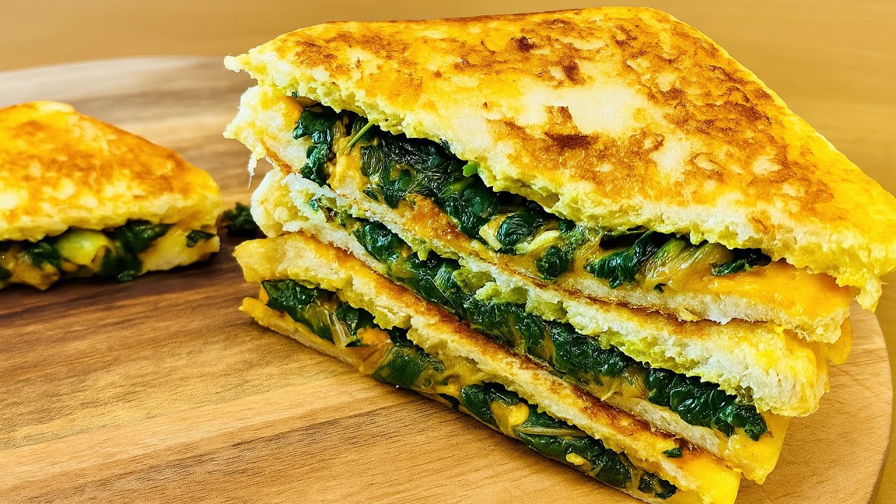 2 Recipes, on 5 minutes SPINACH SANDWICH! The best Sandwich on 5 ...