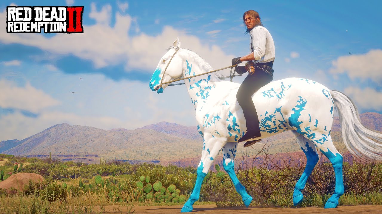 Arthur Morgan Tames the Rare White and Blue Horses Near Armadillo ...