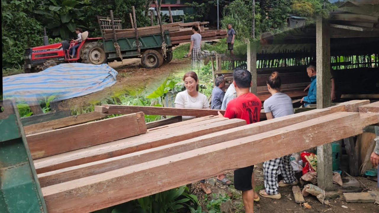 Loading house columns onto truck and down to site to prepare for ...