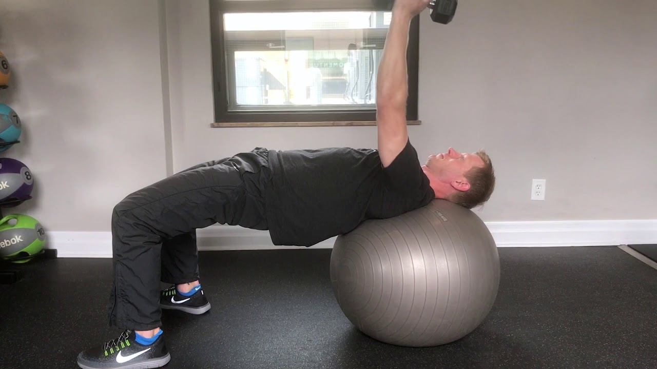 Stability Ball Single Arm Dumbbell Chest Flies - YouTube