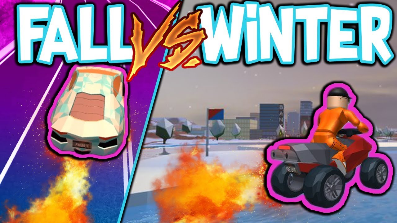 DRIVING IN THE SNOW VS THE FALL WEATHER IN ROBLOX JAILBREAK ...