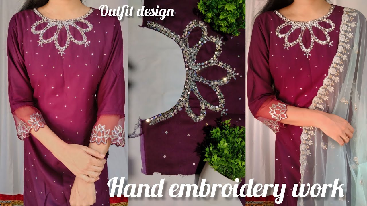 Model inspired dress design tutorial || most trending hand embroidery ...