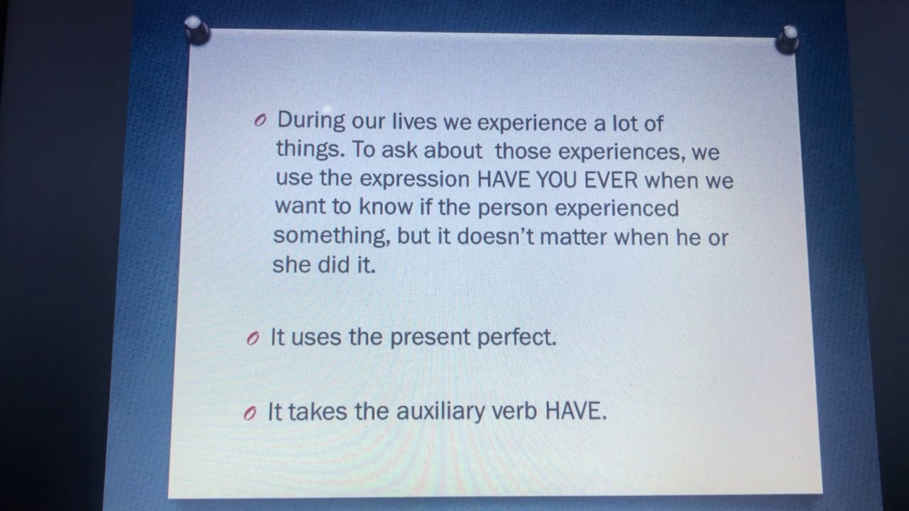 I2 PRESENT PERFECT HAVE YOU EVER - YouTube