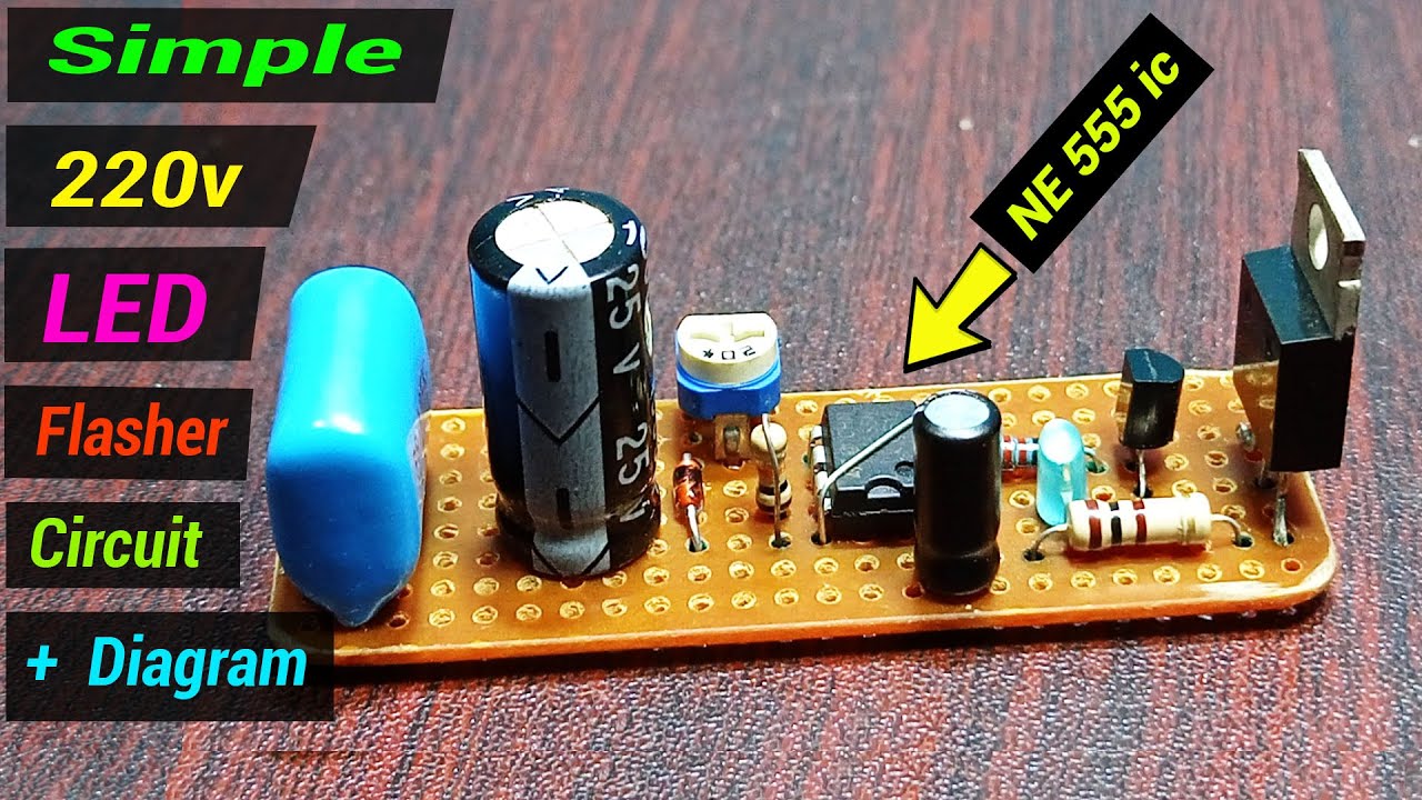 Simple 220v LED Flasher Circuit,, (( Using 555 ic )) - YouTube