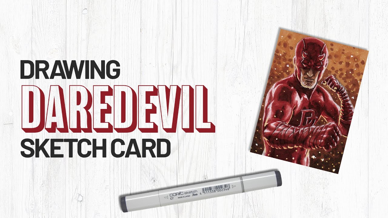 Drawing Dare Devil Sketch Card - YouTube