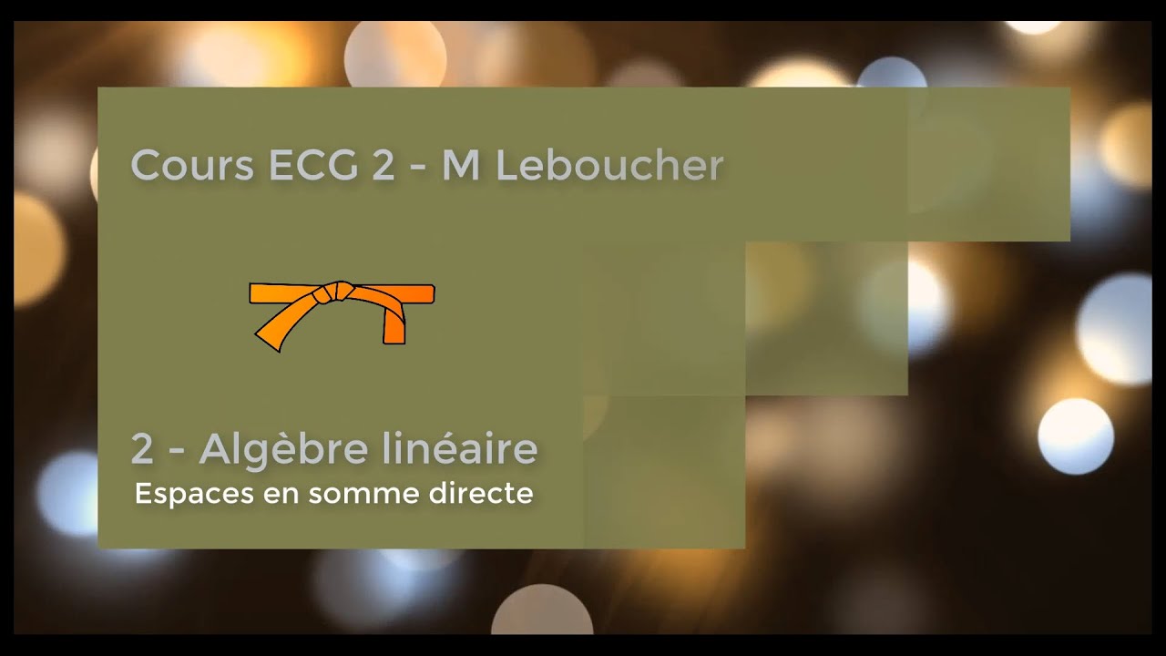 ECG 2 : Chapitre 2 - Cours 2 : Espaces vectoriels en somme directe ...