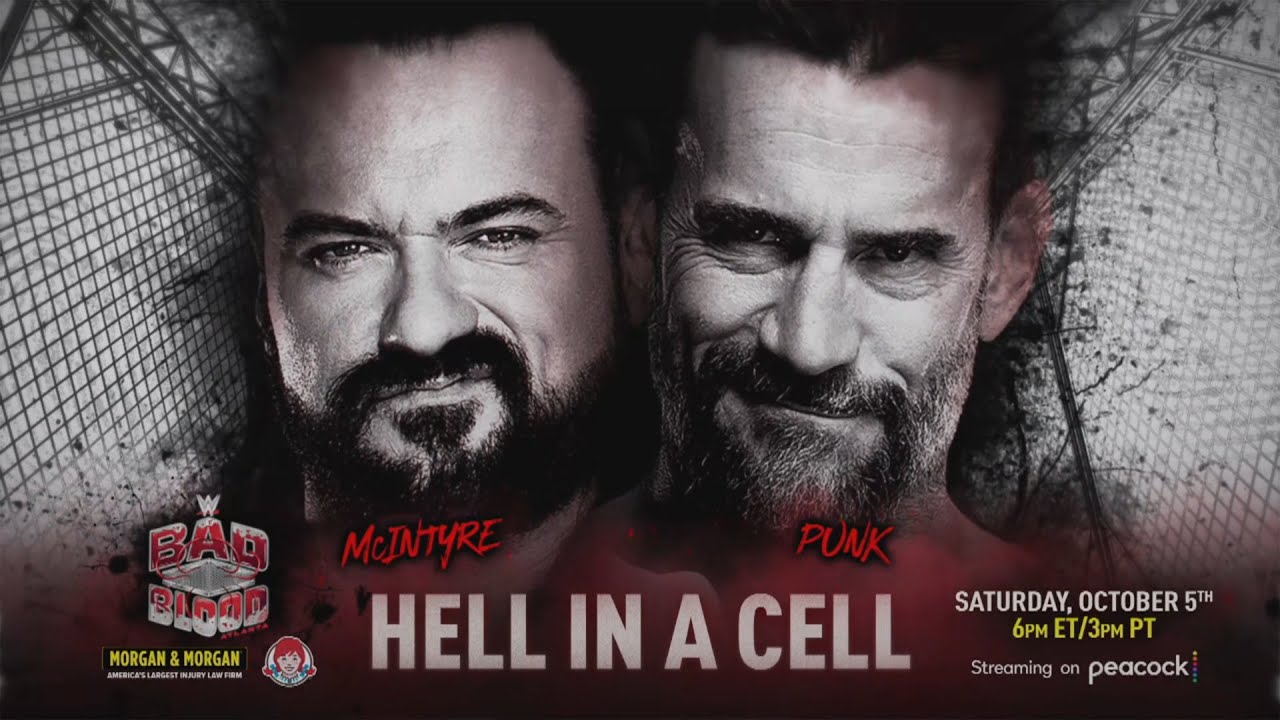 Drew McIntyre vs CM Punk - Hell in a Cell Match: WWE Bad Blood 2024 ...