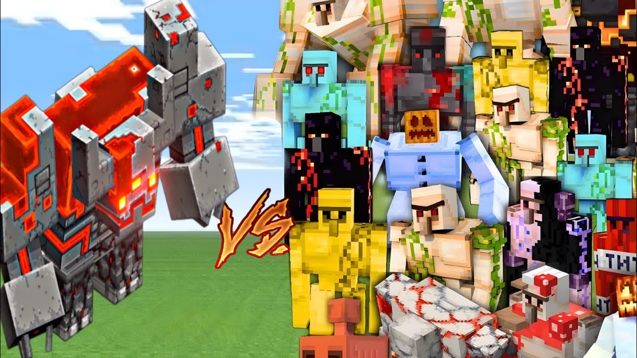 Great Minecraft Battle:Redstone monstrosity vs all golem's fight # ...