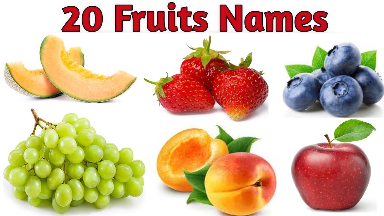 🍎 20 Fruits Name in English with Pictures | Learn Fruits 🥭🍌 - - YouTube