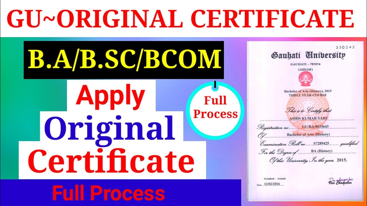 How to Apply Degree Original Pass certificate Guwahati University/gu ...