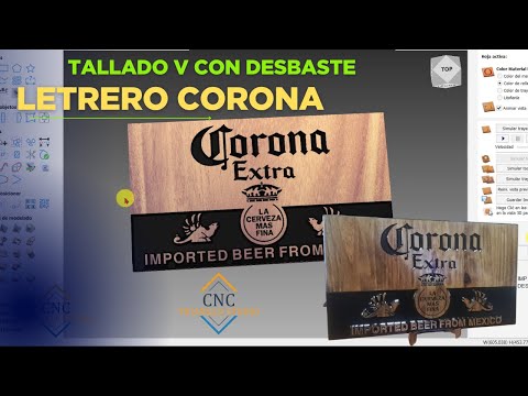 Grabado de Logo Corona en Router CNC 👑🍺 | Tallado en V con Vectric Aspire