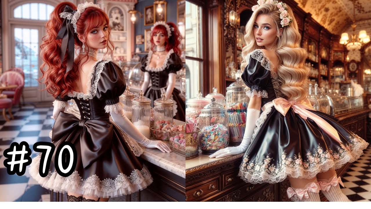 Satin French Maids: Petticoats, Frills, Ribbons & Ruffles [1440p] # ...