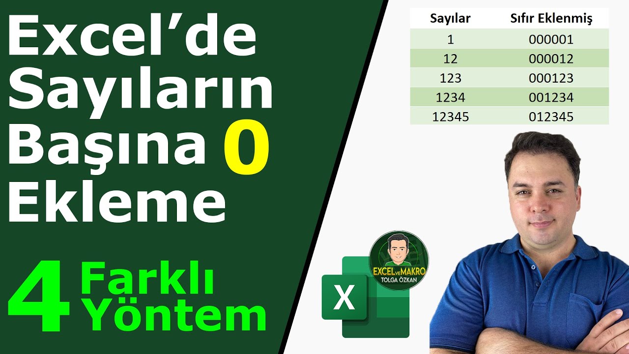Excel Sayının Başına Sıfır Ekleme | 4 Farklı Yöntem - YouTube