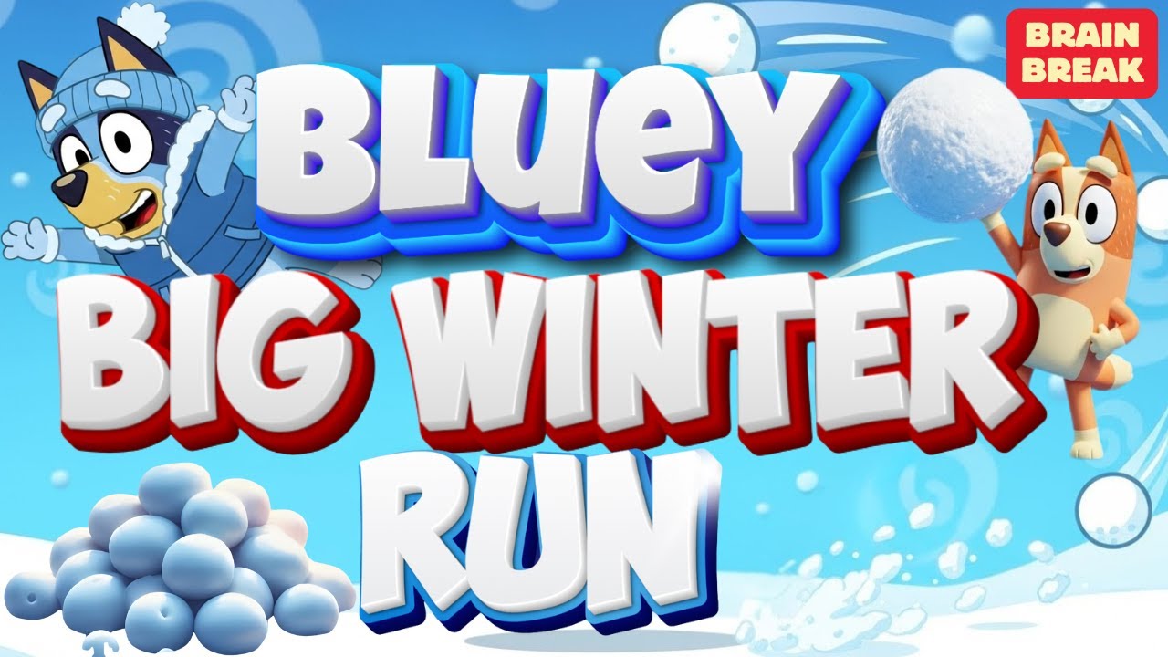 Bluey Big Winter Run ️🏃‍♂️ | Kids Workout, PE Games & Brain Break - YouTube
