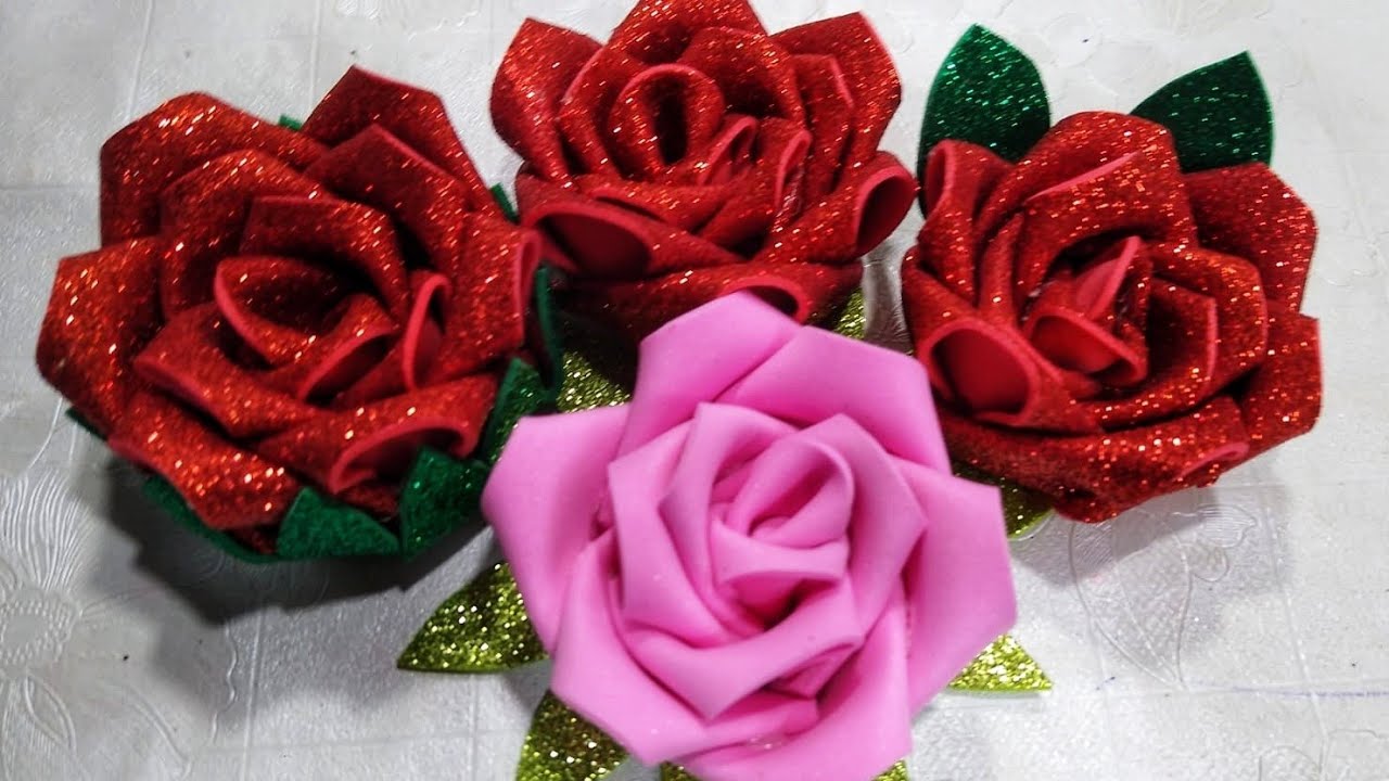 cómo hacer ROSAS ETERNAS de foami diamantado práctica y económica - YouTube