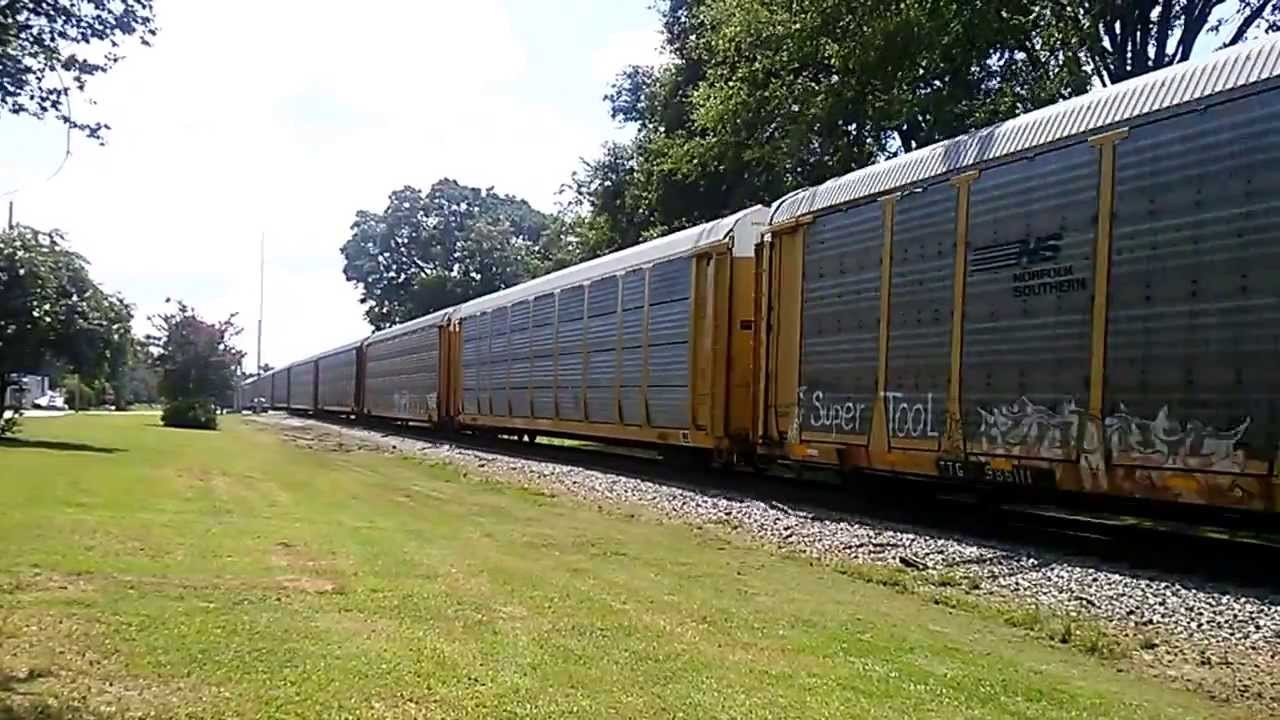 Norfolk southern bmw auto rack train - YouTube