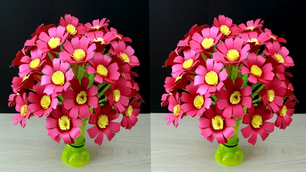 Paper ka Guldasta Banane ka Tarika | Flowers Guldasta made with Empty ...