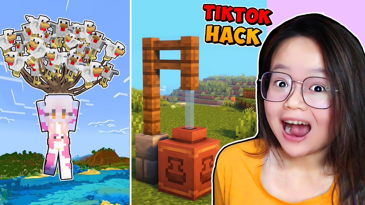 MOMON COBA SEMUA TIKTOK HACK YANG VIRAL DI MINECRAFT ft @BANGJBLOX - YouTube