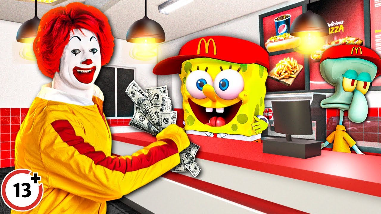 SpongeBob Works at McDonald's! - YouTube