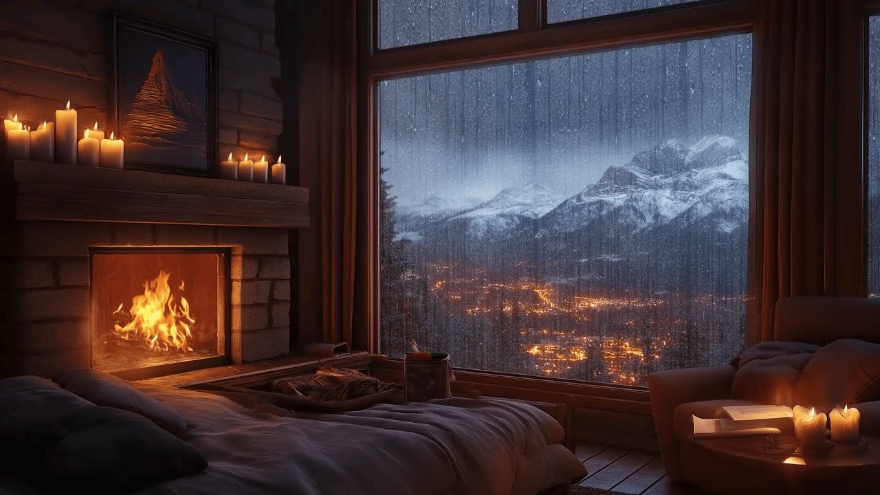 Cozy Cabin Ambience | 1 Hour of Rain & Fireplace Sounds | Relax ...