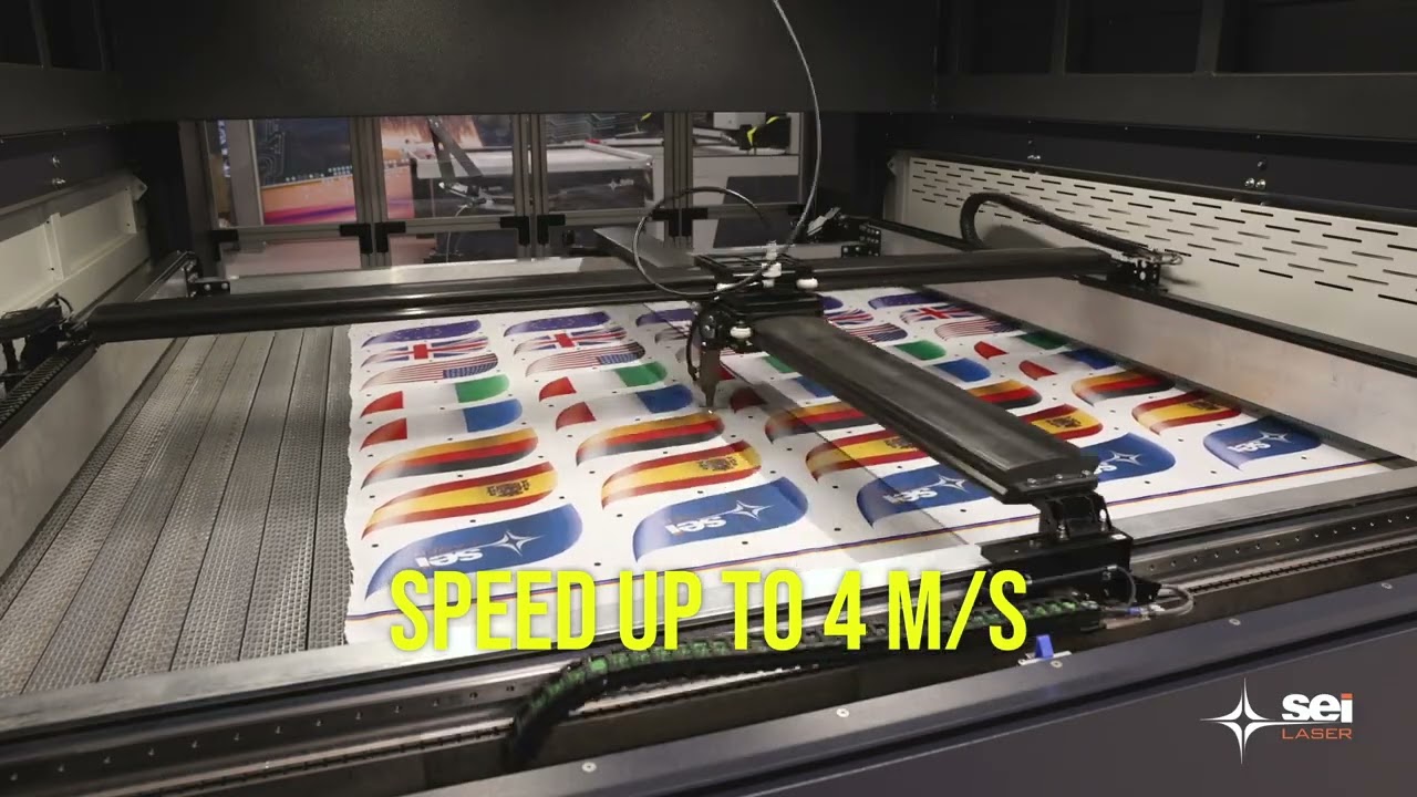 SEI X-Type Textile Conveyor laser -Tripa Coverting Solutions - YouTube