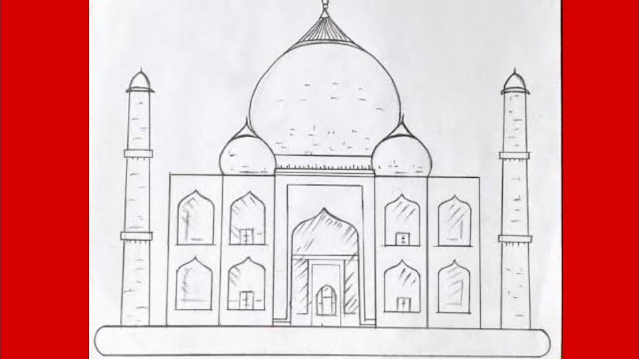 Taj Mahal drawing/How to draw Taj mahal easy step by step for kids/How ...