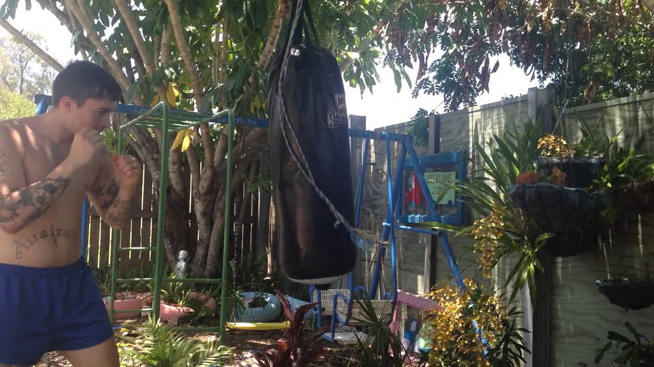 Boxing Heavy Bag back yard - YouTube