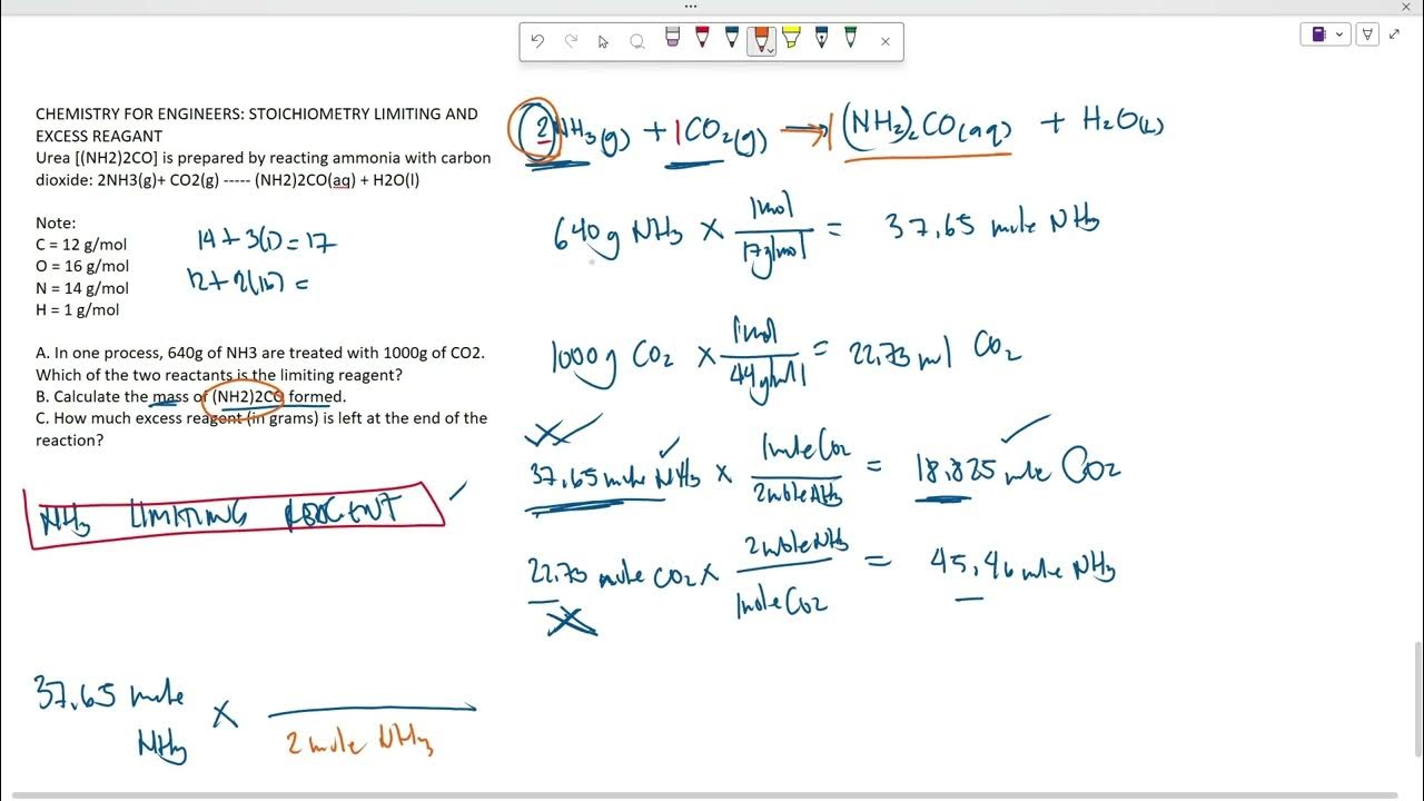 CHEMISTRY FOR ENGINEERS: STOICHIOMETRY LIMITING AND EXCESS REAGENT ...