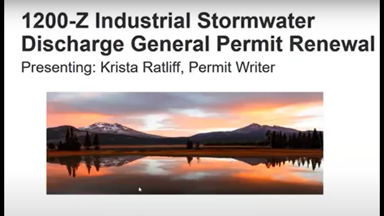 Oregon DEQ 1200-Z Industrial Stormwater Permit Renewal Informational ...