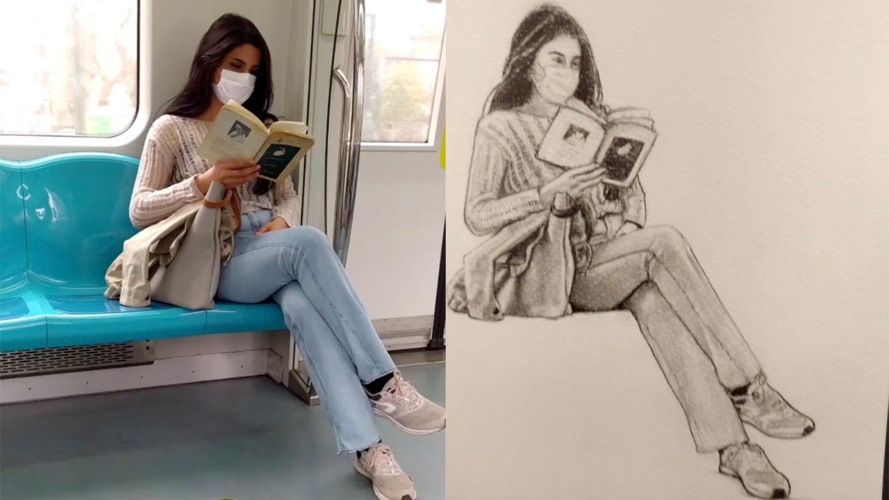 Artist Does Incredible Sketches Of People In Public - YouTube